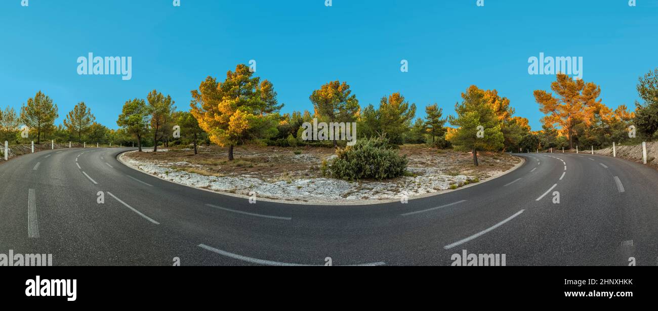 curvy street in rural landscape in the provence, France Stock Photo - Alamy