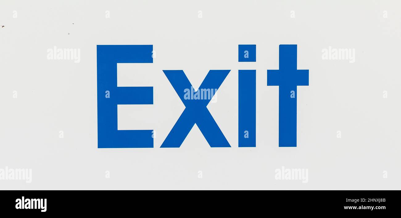 White neutral exit sign hi-res stock photography and images - Alamy