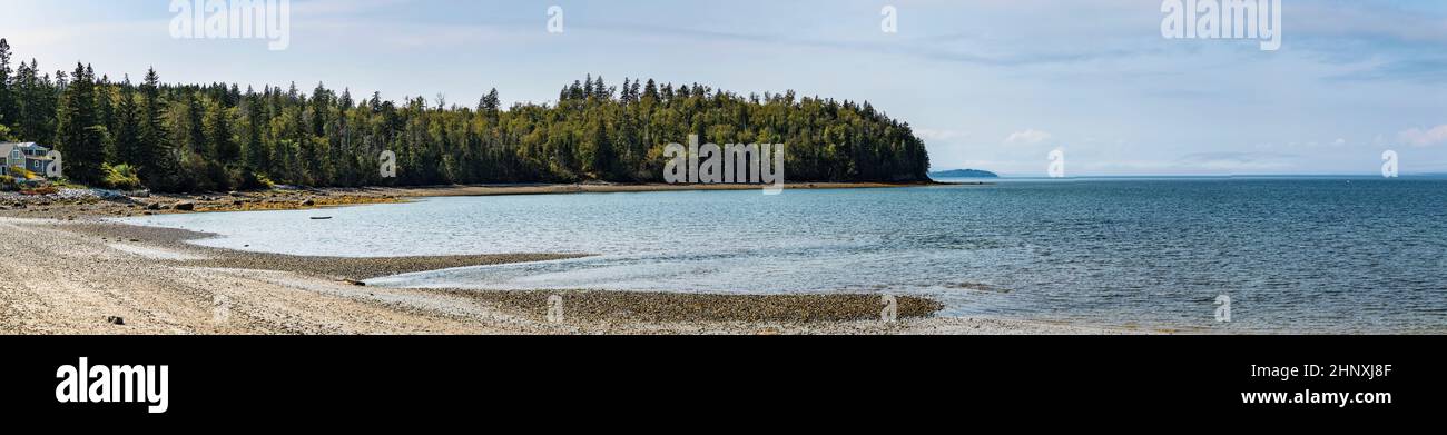 empty beach in Castine, Maine with forest Stock Photo - Alamy