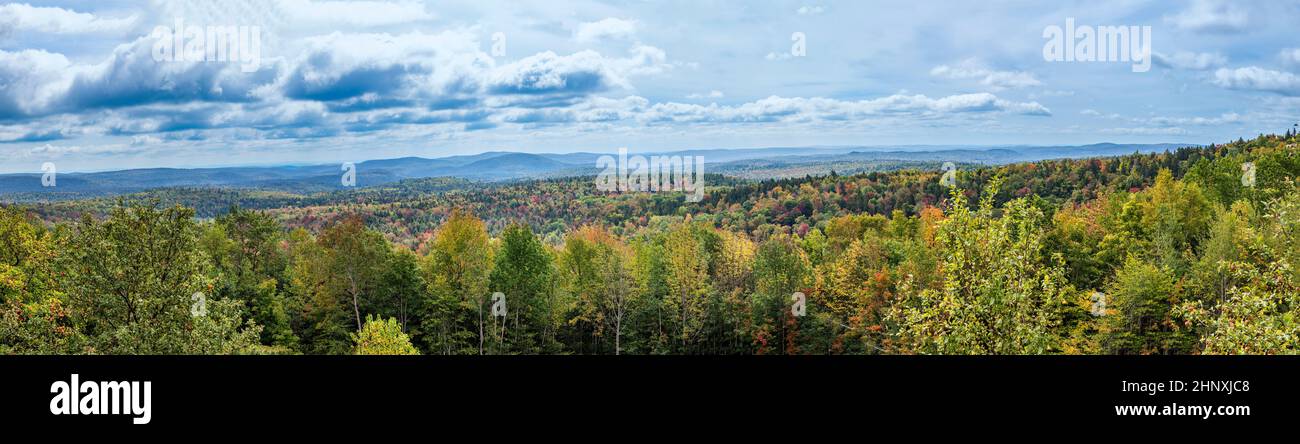 panoramic landscape from the Route No 9 in Vermont to the green ...