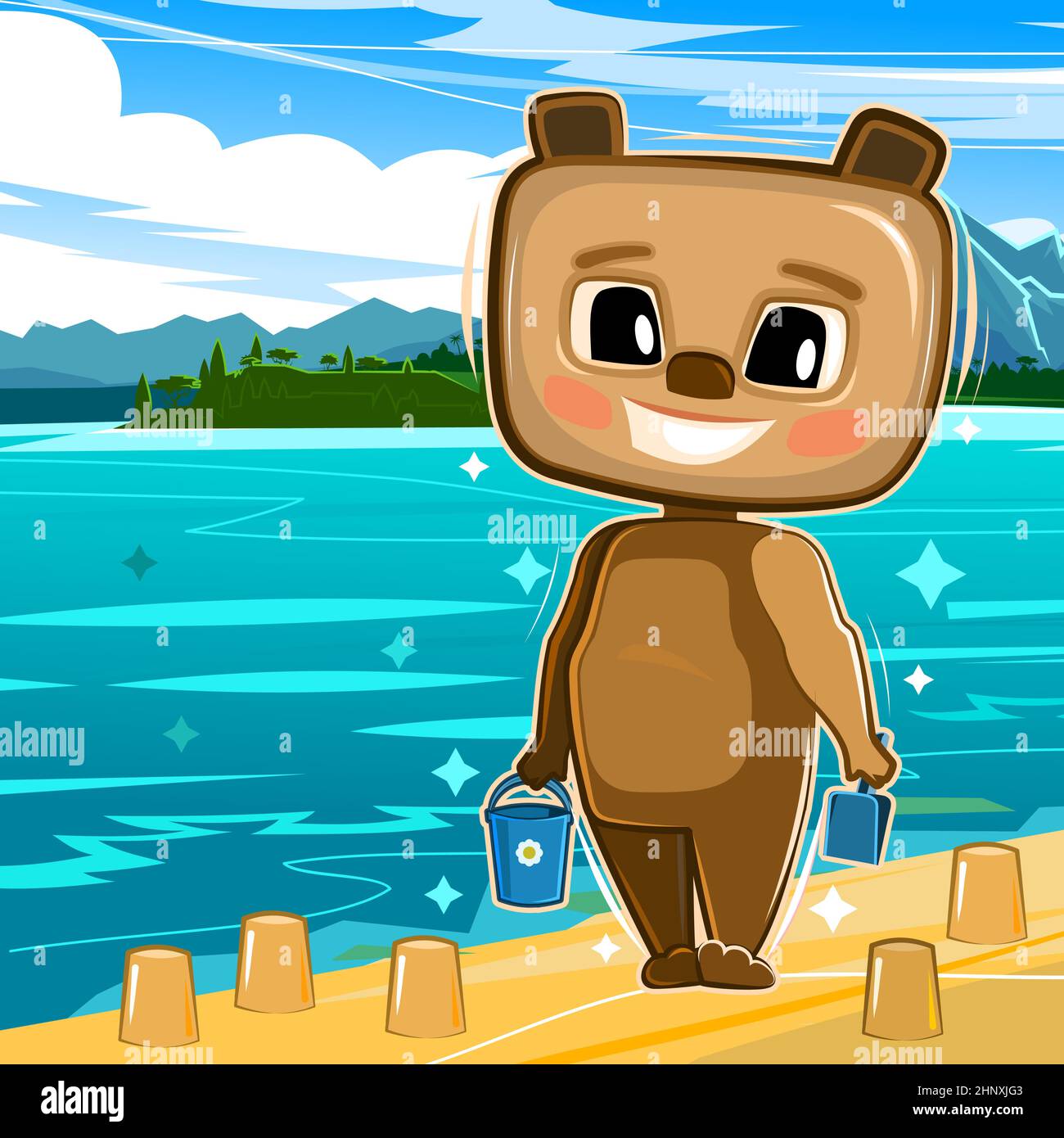 Cartoon Underwater Sand Castles