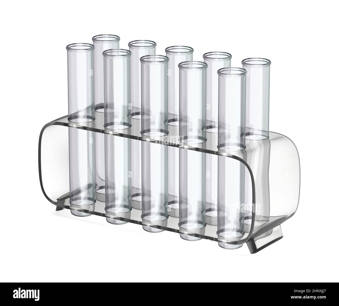 Empty test tubes in a rack on white background Stock Photo - Alamy