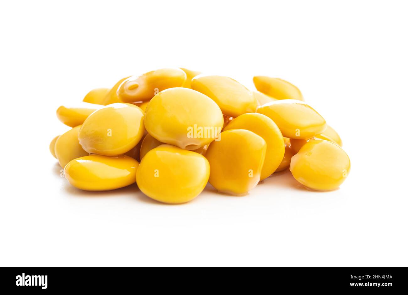 Pickled yellow Lupin Beans isolated on white background Stock Photo - Alamy