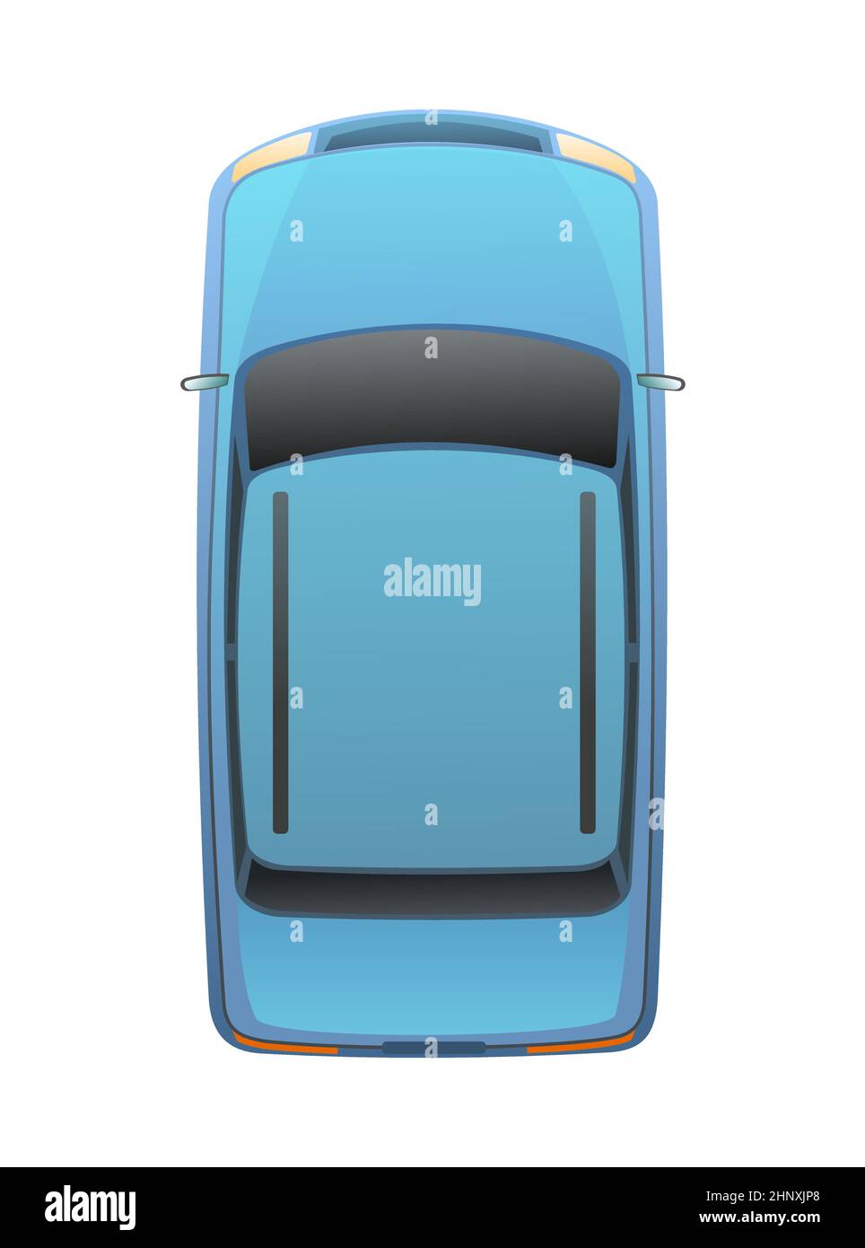 Blue automobile. View from above. Modern car. Cartoon cute style ...