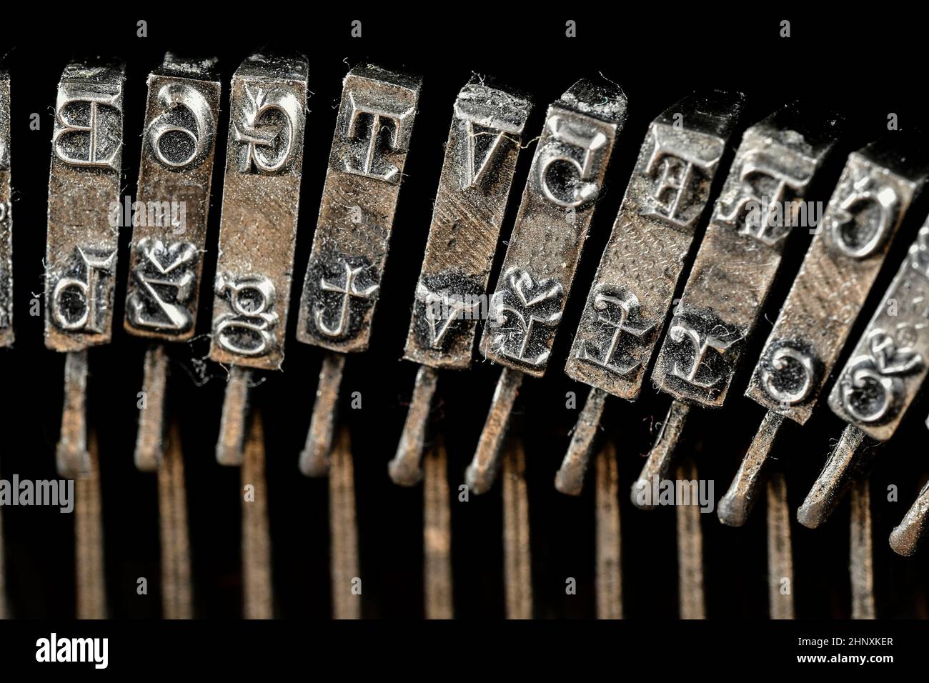 Typewriter background. Traditional typewriter letterpress arms. Close ...