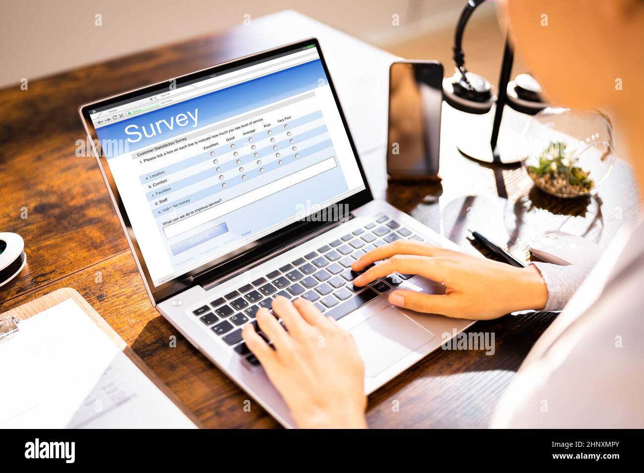 Online Feedback Or Business Survey Form On Computer Stock Photo - Alamy