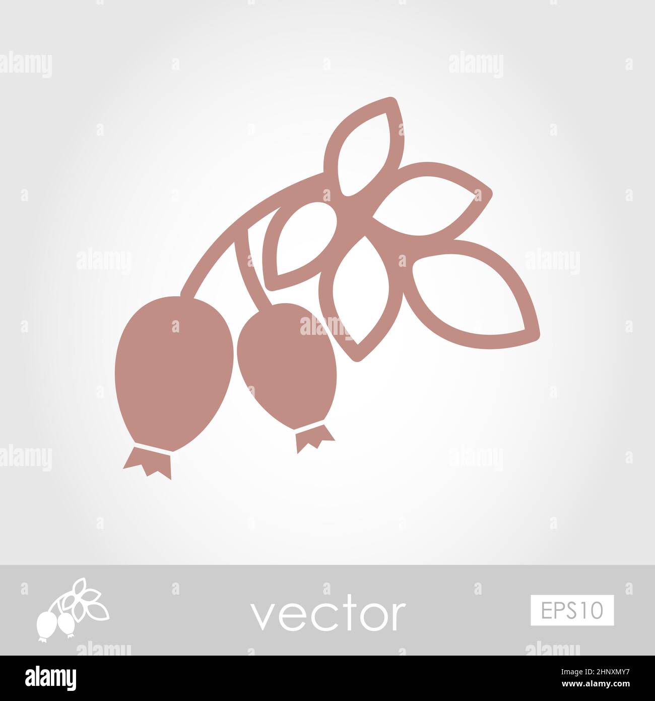 Rosehip branch with red berries outline icon. Berry fruit. Vector ...