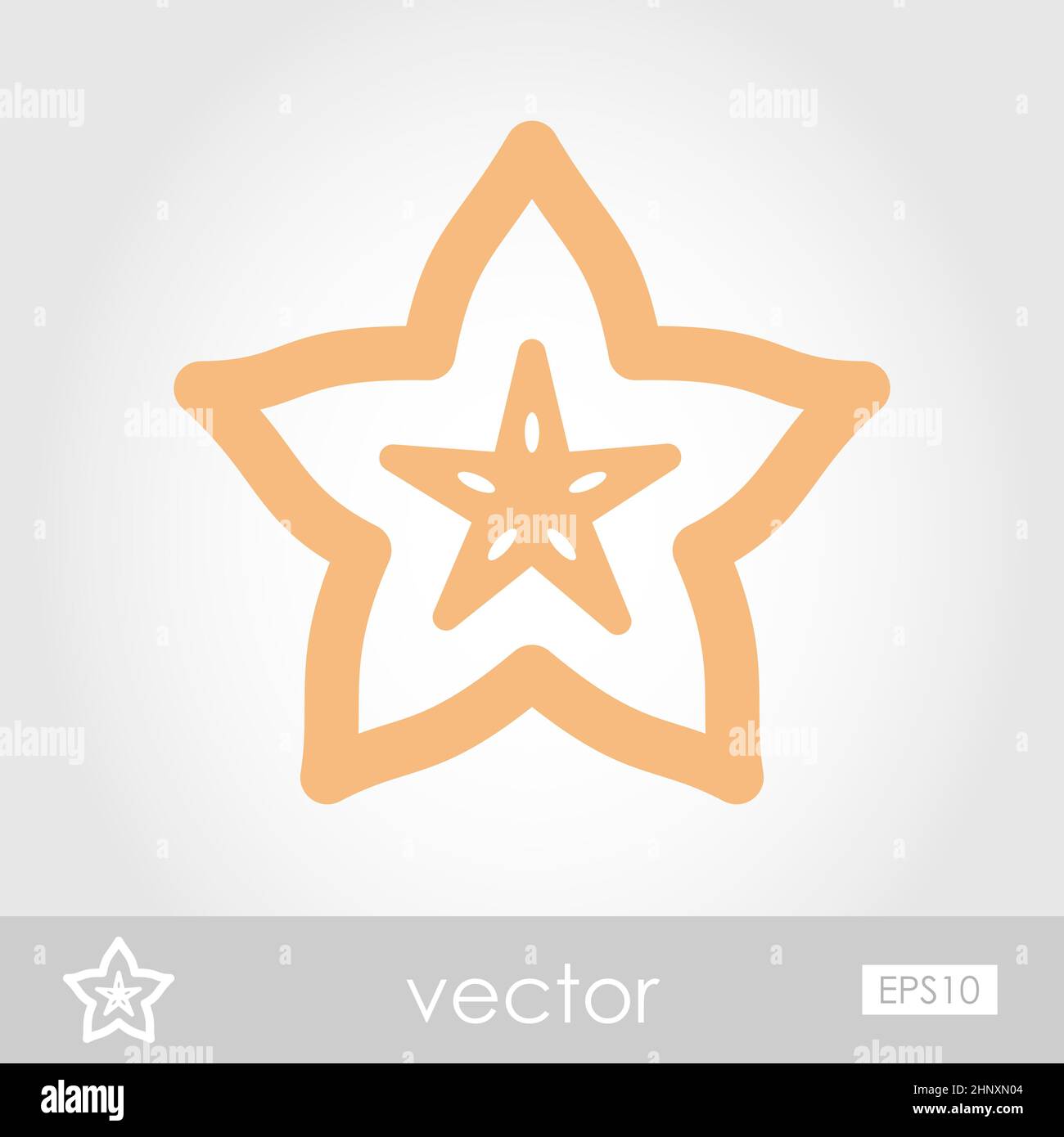 Starfruit Carambola Carom outline icon. Tropical fruit. Vector ...