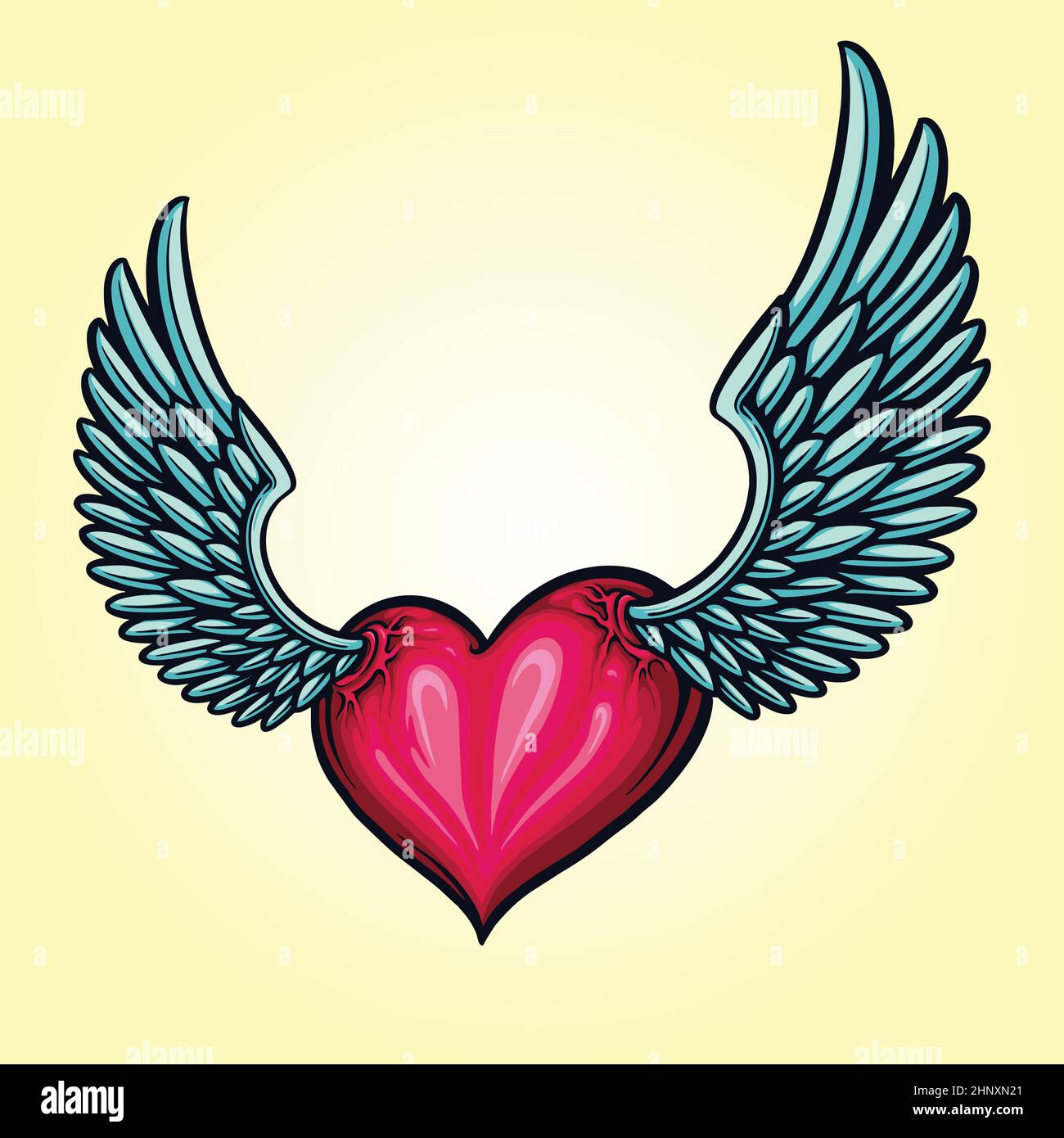Cute Heart Love Wings Tattoo Vector illustrations for your work Logo ...