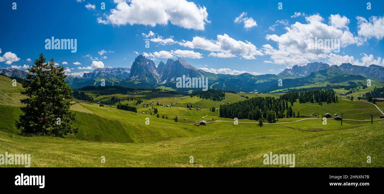 View of the magnificent plateau of Seiser Alm during the summer season ...