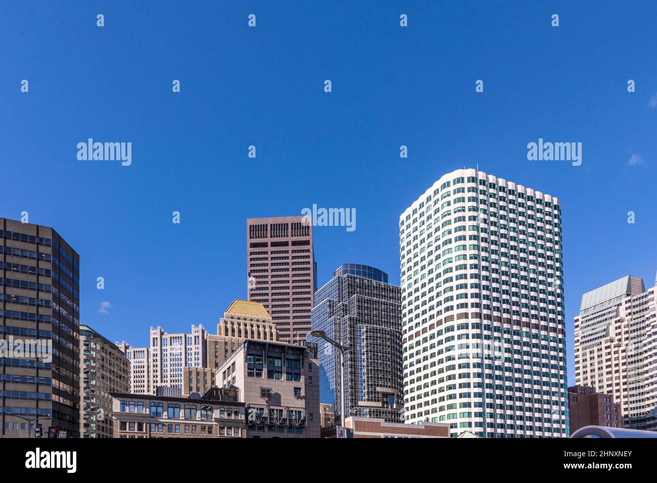 downtown Boston skyscraper with mixture of old and modern architecture ...