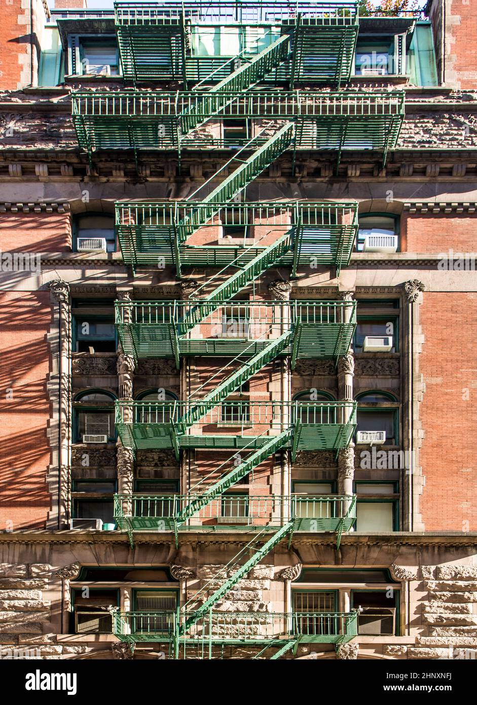 old iron rescue ladders at an old house downtown Manhattan, New York ...