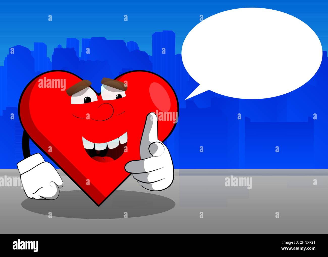 Heart Shape with pointing at the viewer with his hand as a cartoon ...
