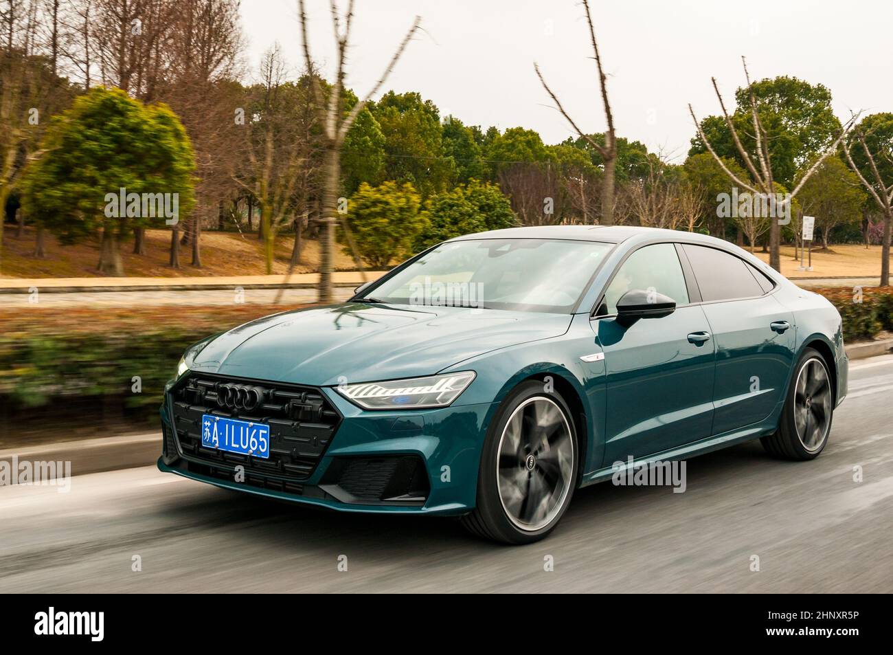 Audi A7L being driven on the road in Songjiang District, Shanghai ...