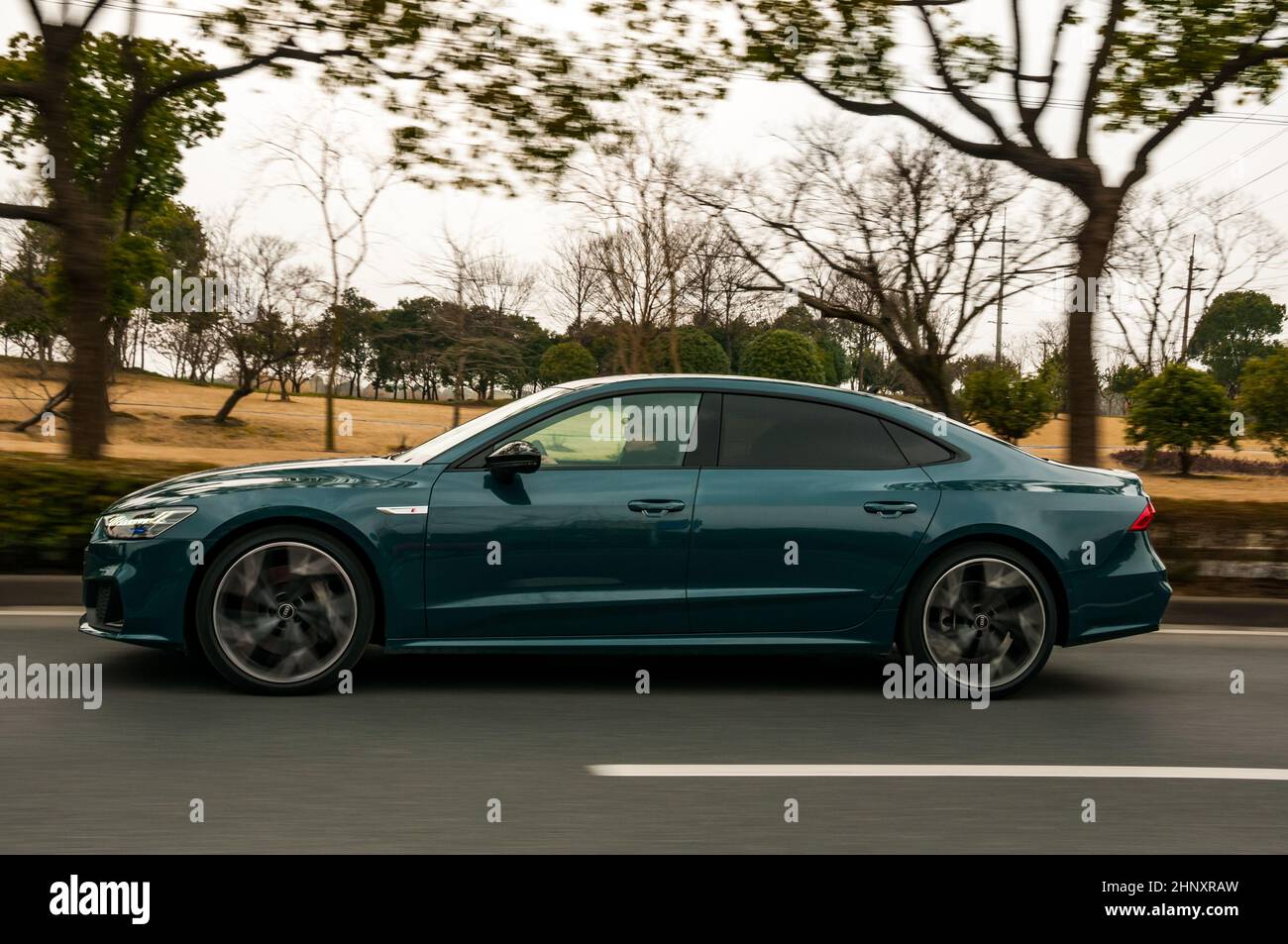 Audi A7L being driven on the road in Songjiang District, Shanghai ...