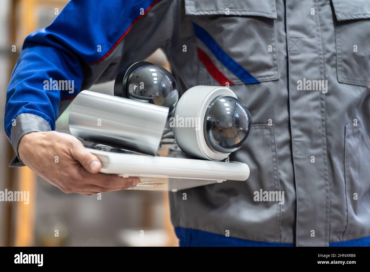 Technician Using Surveillance Security Camera Video System Stock Photo ...