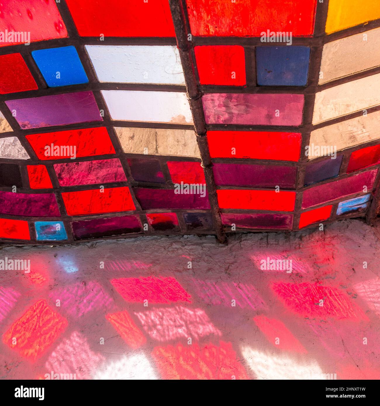 detail of sunbeam with colorful window in an old church Stock Photo - Alamy