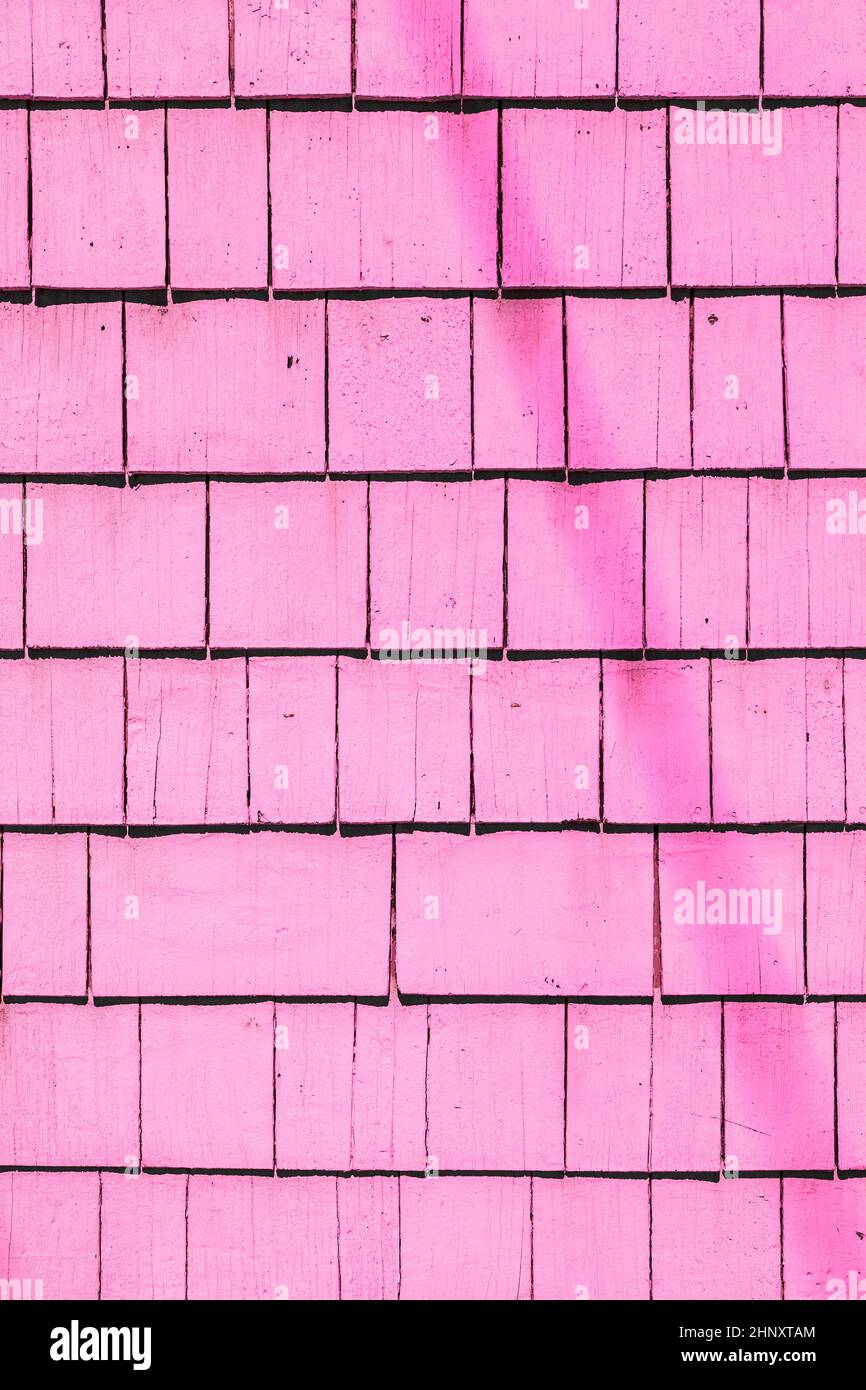 pink painted wooden shingles at the roof weathered but a good ...