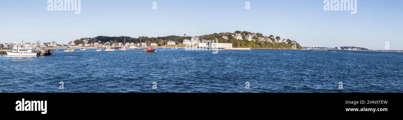 skyline of island Hull near Boston with sailing ships for private ...