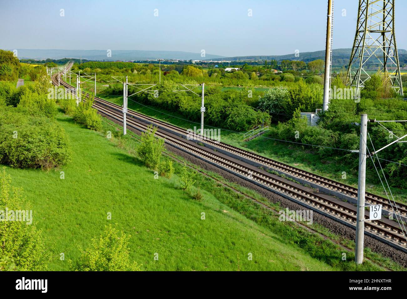 rails in rural green landscape for german high speed train Intercity ...