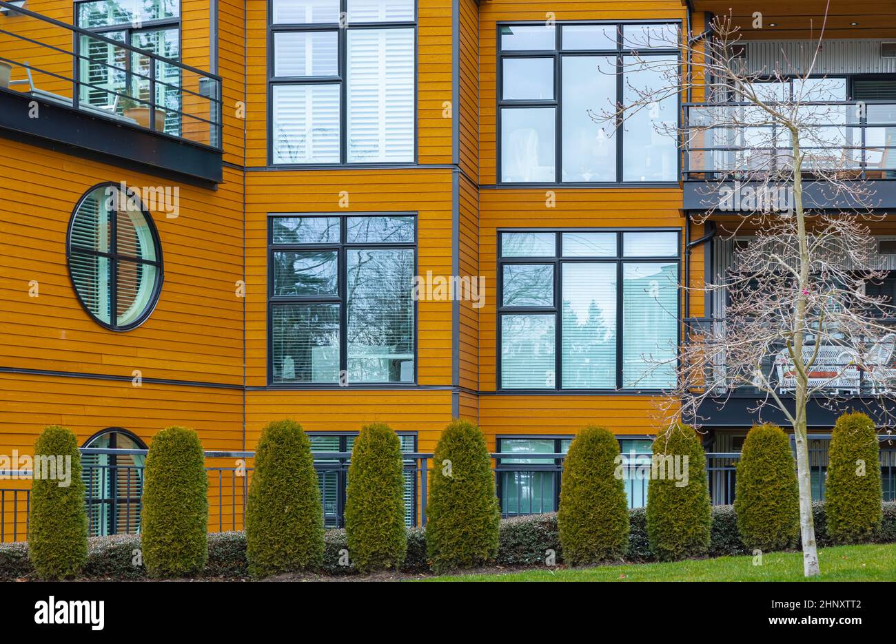 Brand new apartment building in BC, Canada. Canadian modern residential ...