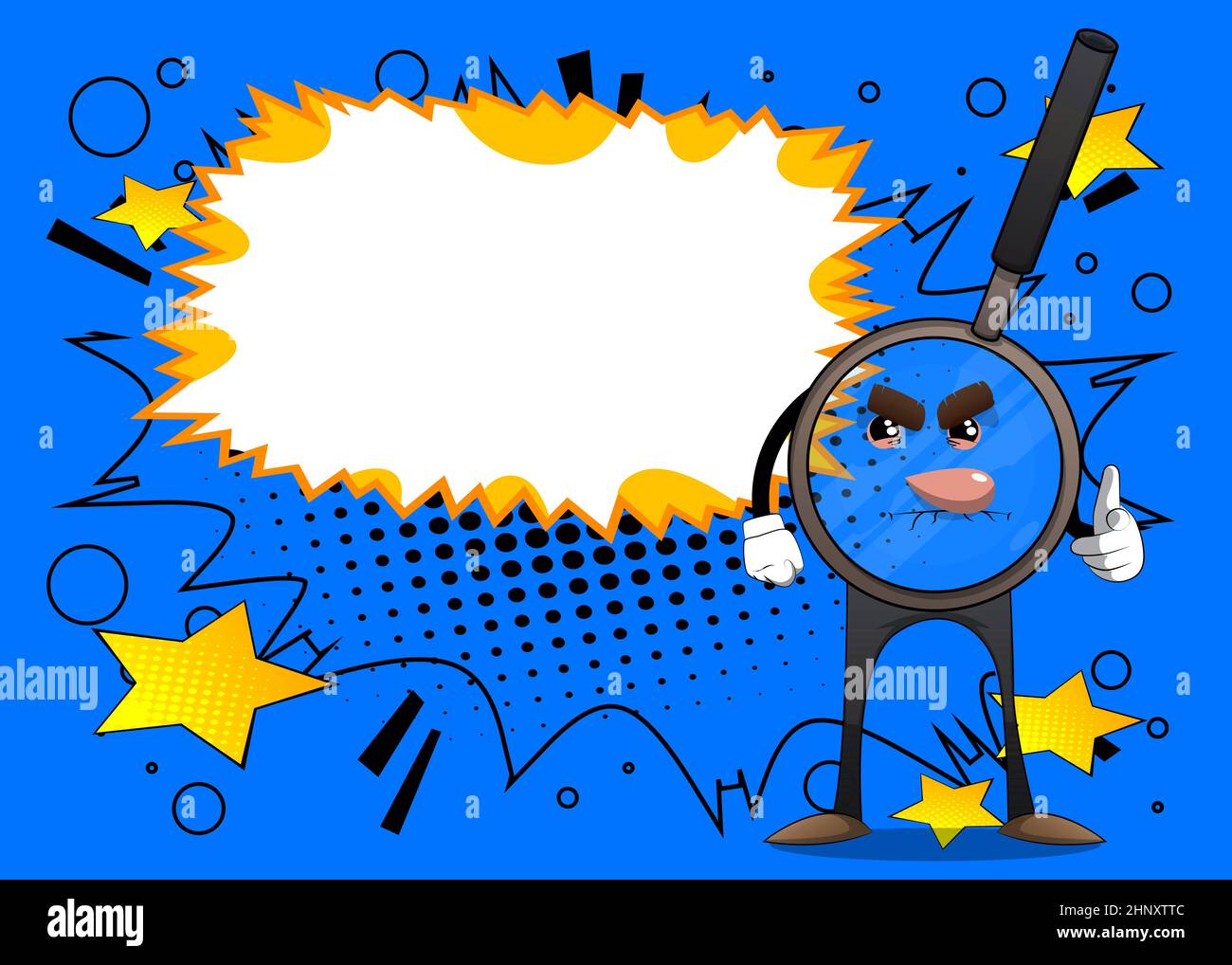 Magnifier pointing at the viewer with his hand. Cartoon Character ...