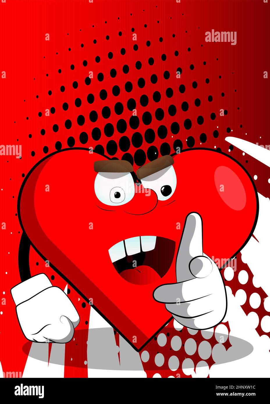 Heart Shape with pointing at the viewer with his hand as a cartoon ...