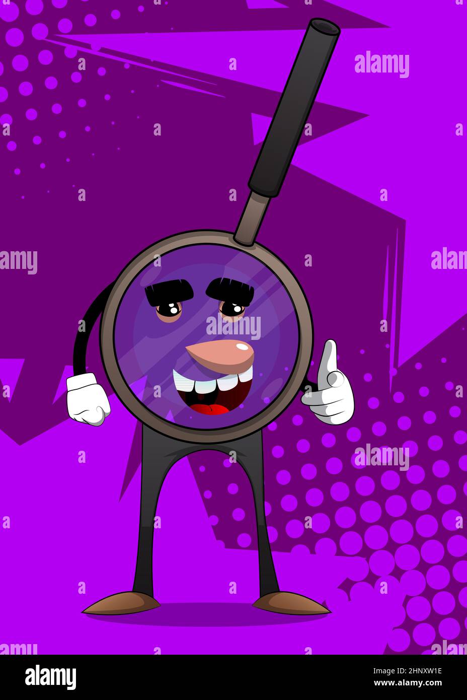 Magnifier pointing at the viewer with his hand. Cartoon Character ...