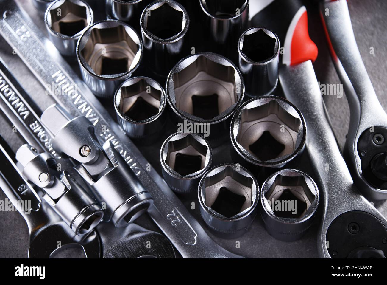 Composition with a variety of metal tools Stock Photo - Alamy