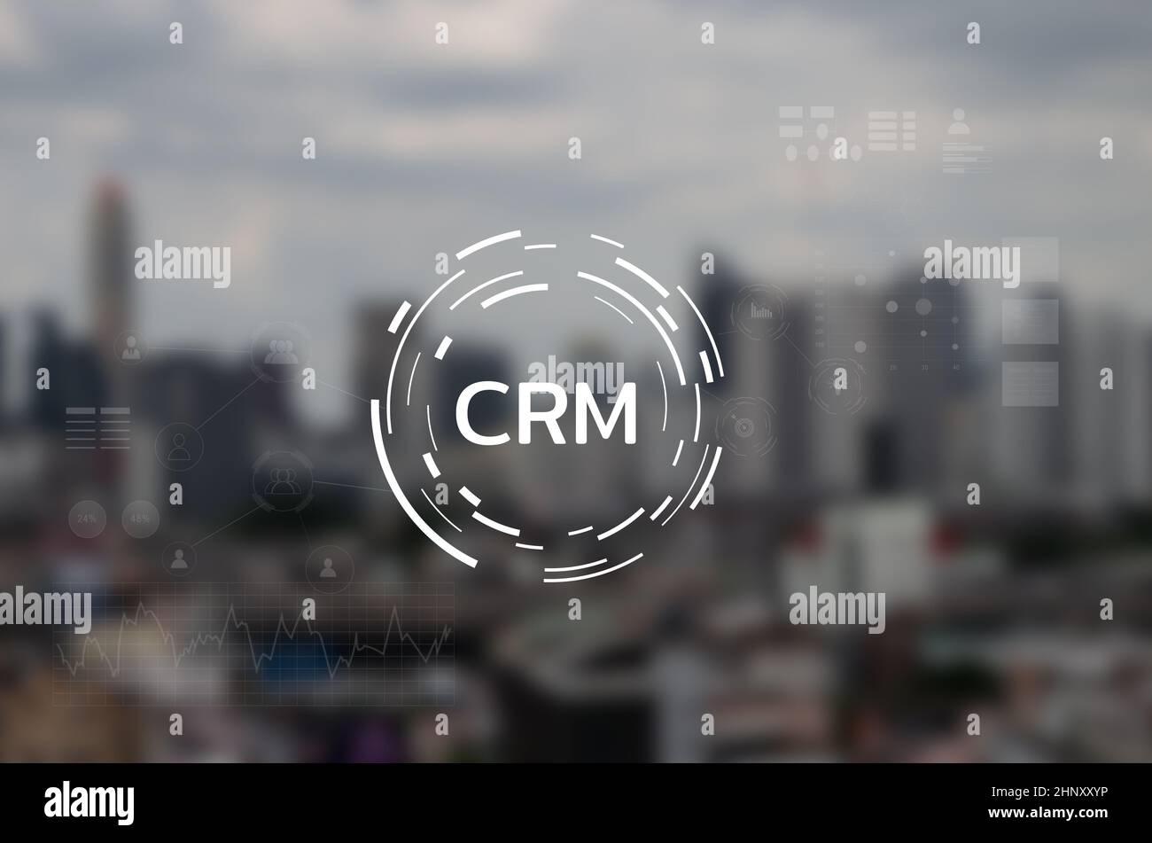 CRM Customer relationship management business on virtual screen concept ...