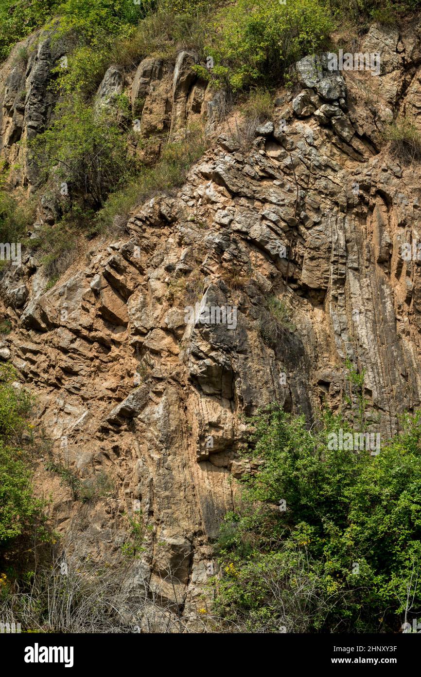 detail of a fold in sedimentary rocks in a former quarry in Kielce ...