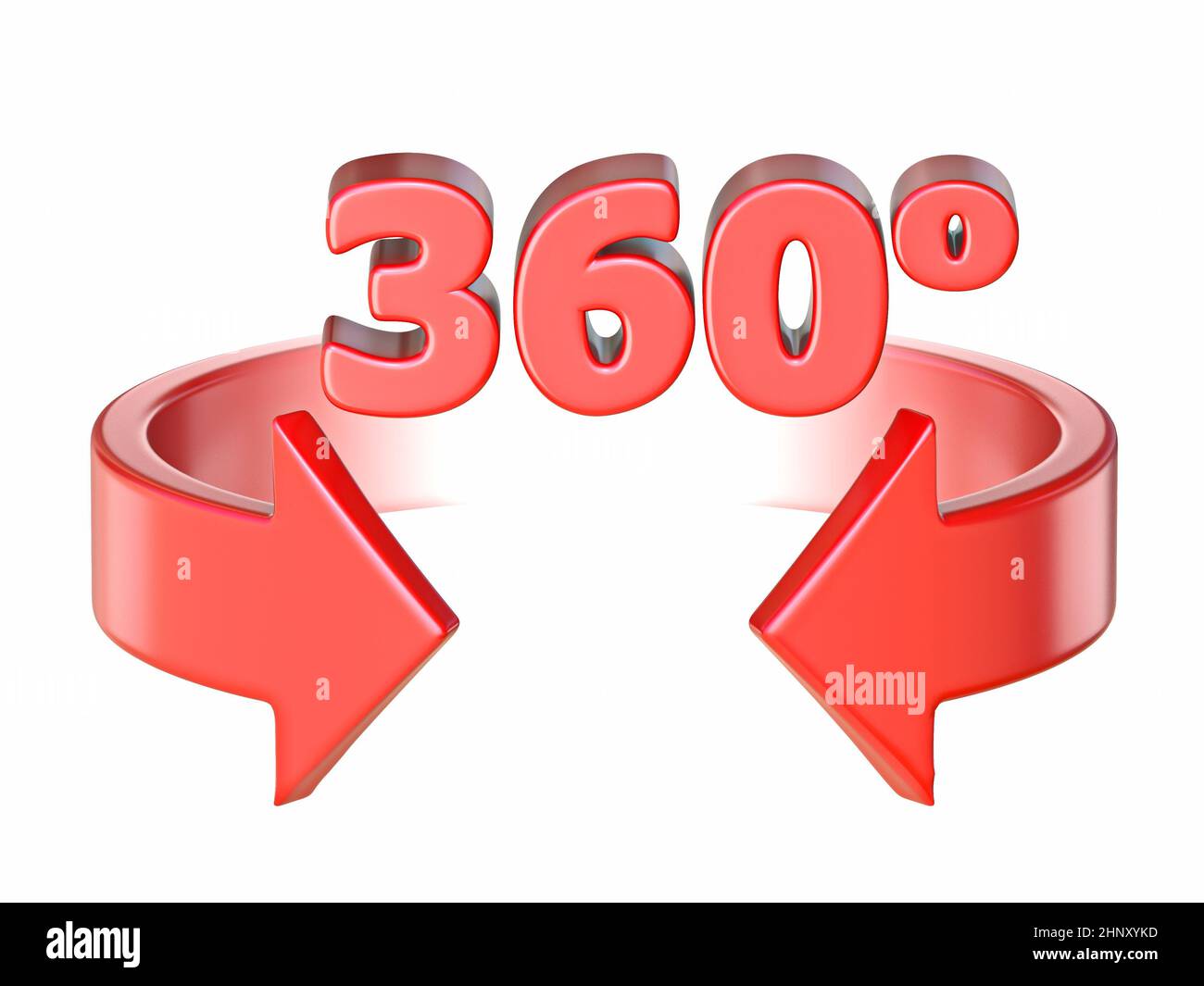 Red 360 degree horizontal rotation icon 3D rendering illustration ...