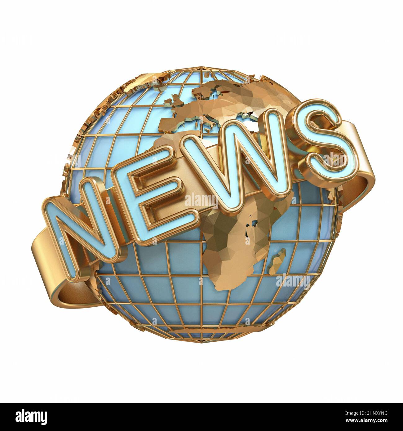 Earth globe with word NEWS 3D rendering illustration isolated on white ...