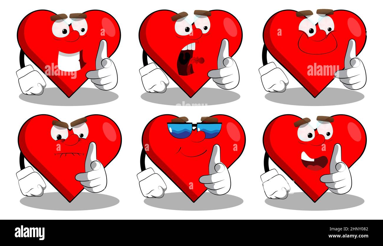 Heart Shape with pointing at the viewer with his hand as a cartoon ...