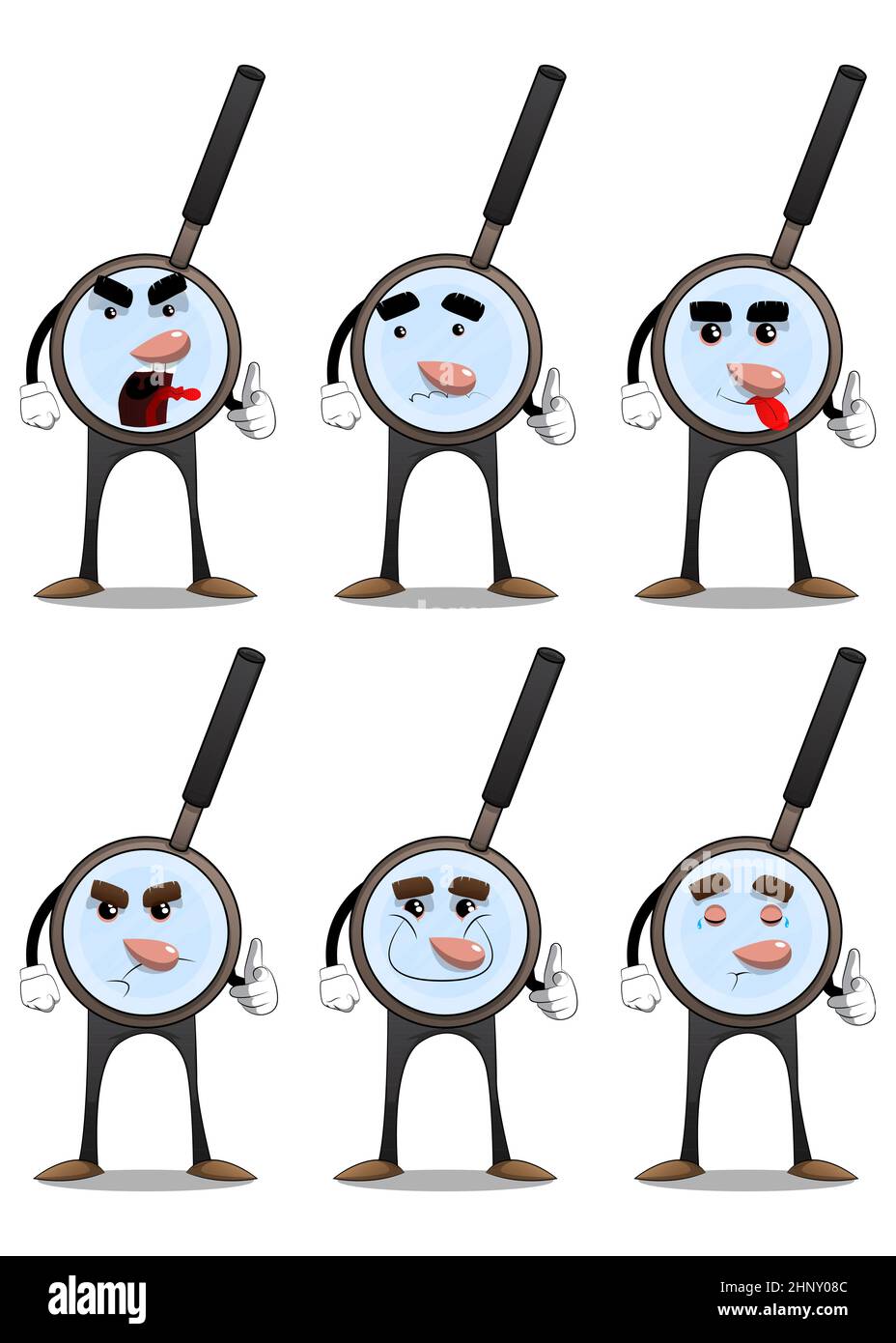 Magnifier pointing at the viewer with his hand. Cartoon Character ...