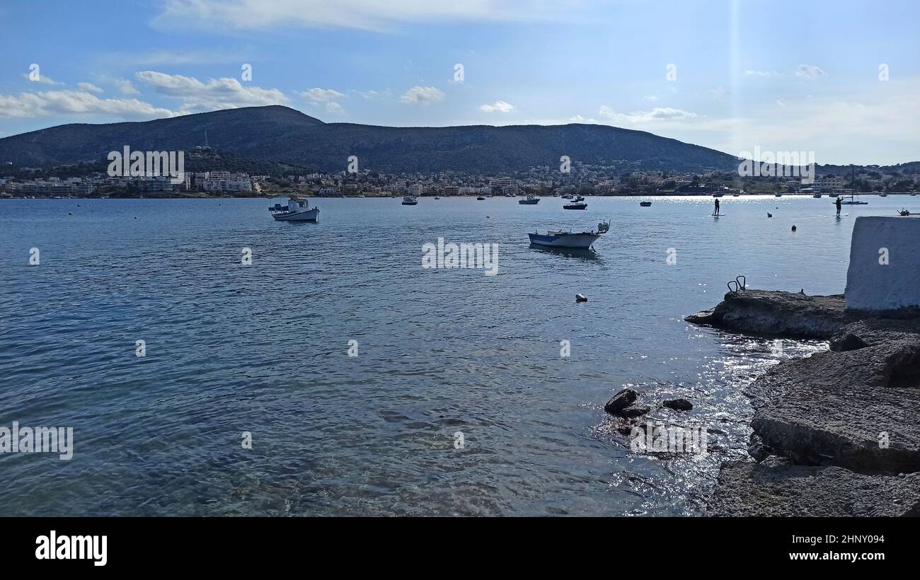 Harbor view in Porto Rafti Attica of Greece Stock Photo - Alamy