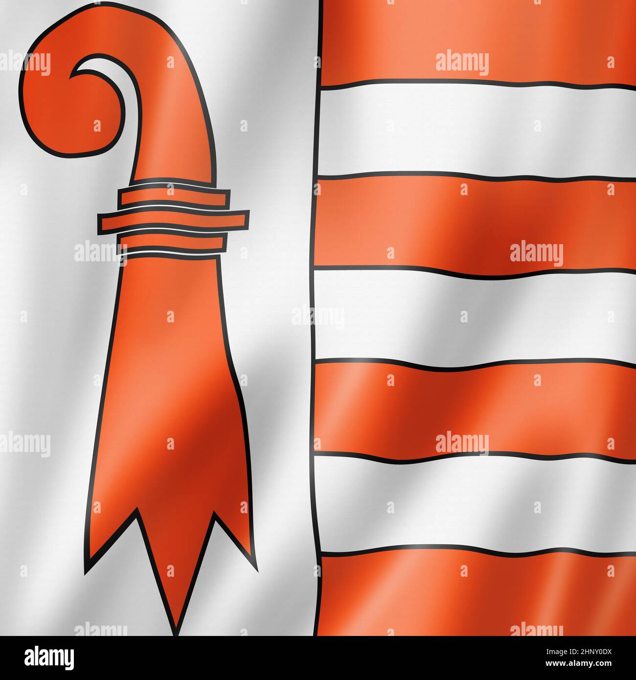 Jura canton - State - flag, Switzerland waving banner collection. 3D ...