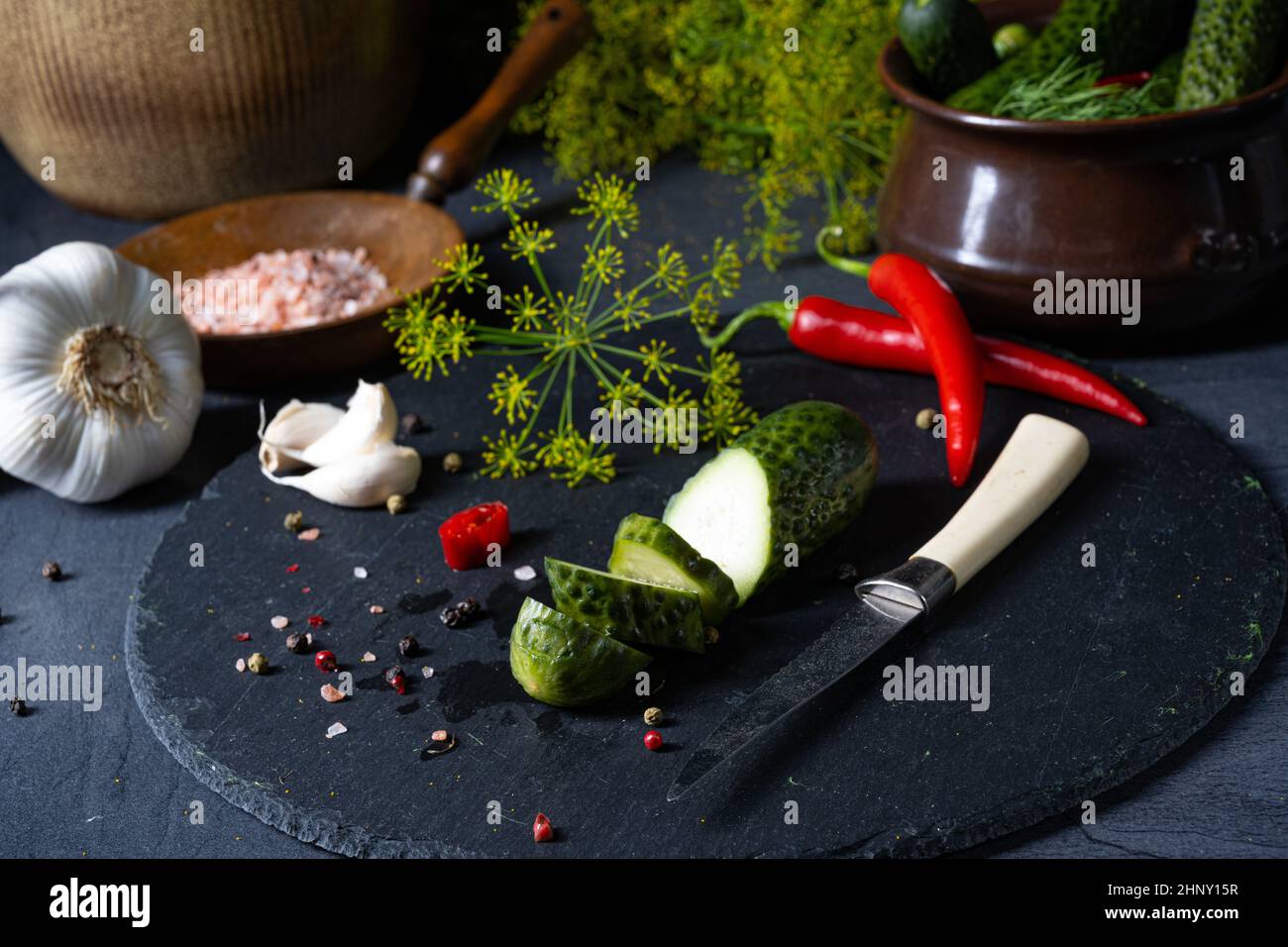 rustic fresh pickled cucumber (polish malosolne Stock Photo - Alamy