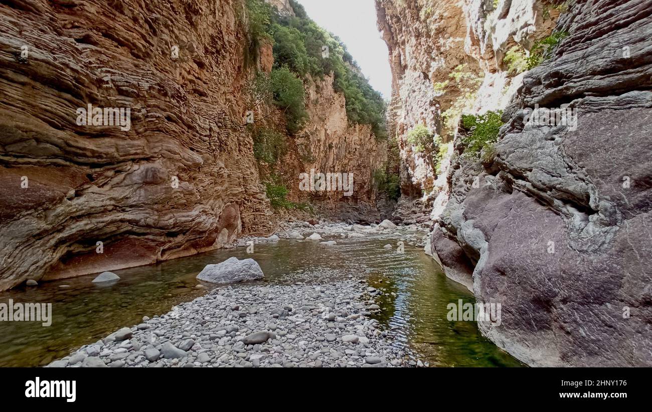 The Always raining canyon (Panta Vrehei) with waterfalls in Karpenissi ...