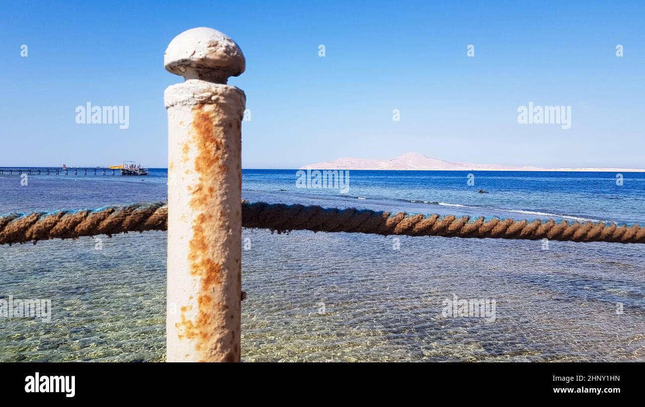 Long pontoon on the Red Sea in Egypt. Pontoon for descent into the ...