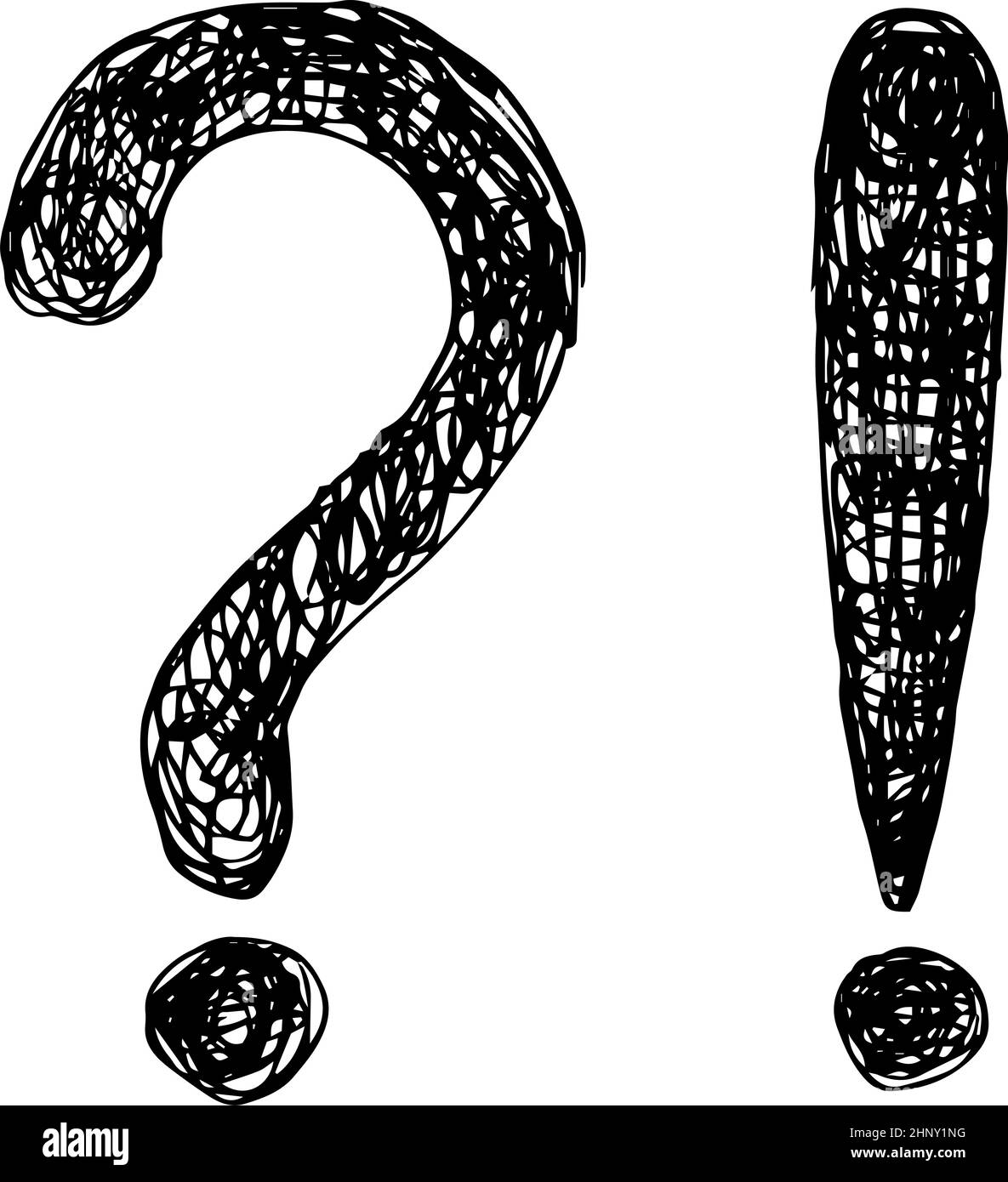 Hand drawn large question mark and exclamation mark. Vector ...