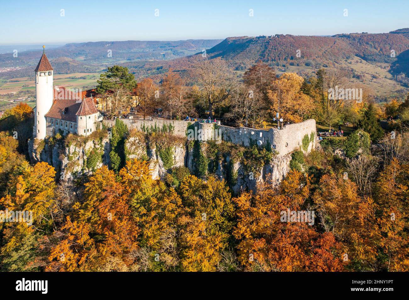Luftaufnahme bei der Burg Teck Stock Photo - Alamy