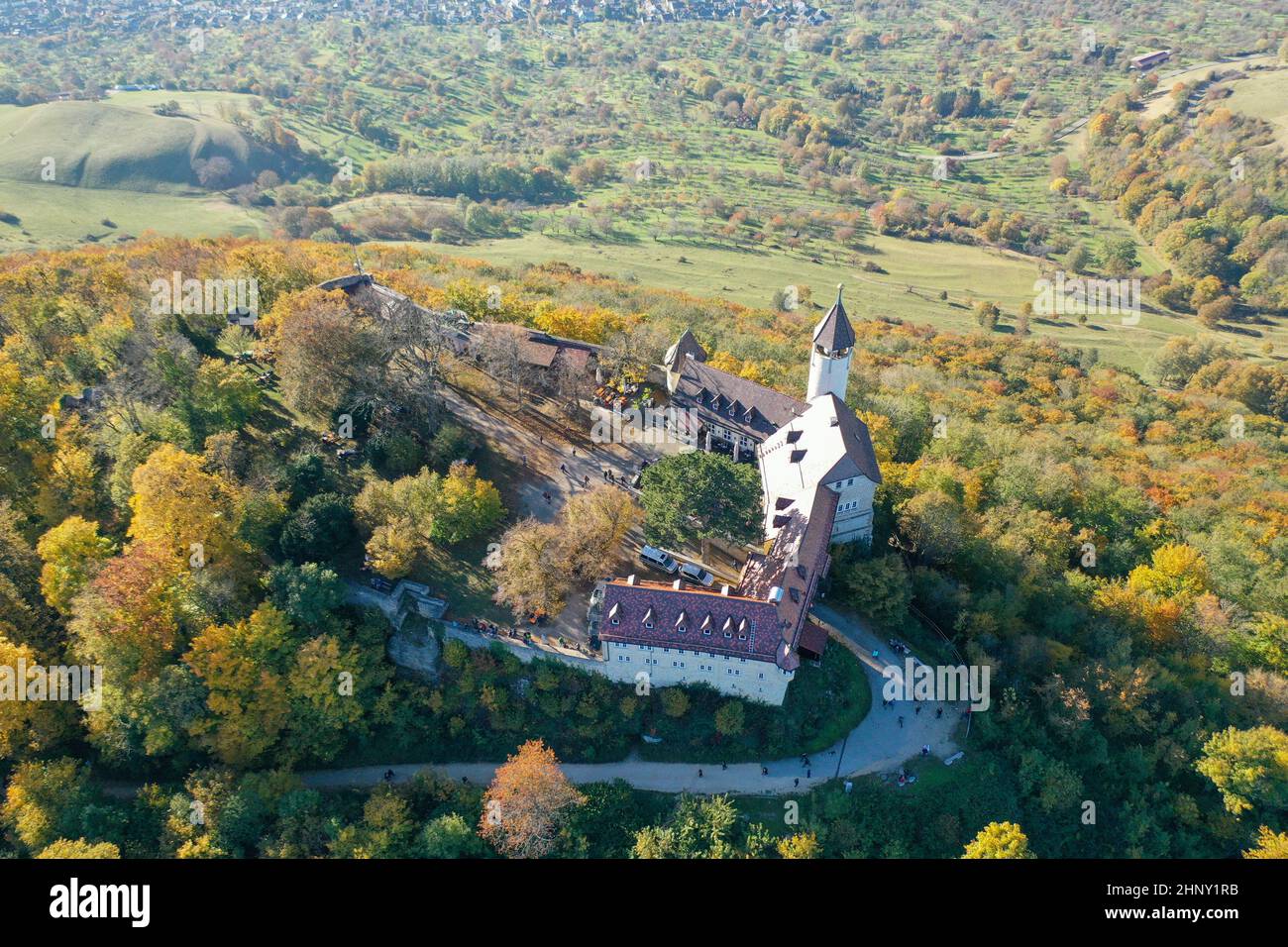 Luftaufnahme bei der Burg Teck Stock Photo - Alamy