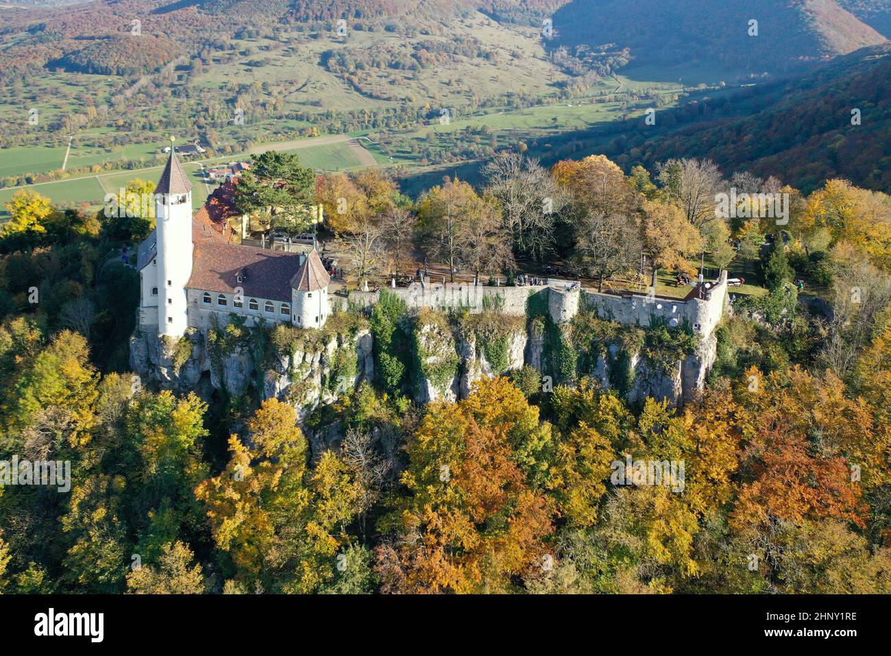 Luftaufnahme bei der Burg Teck Stock Photo - Alamy