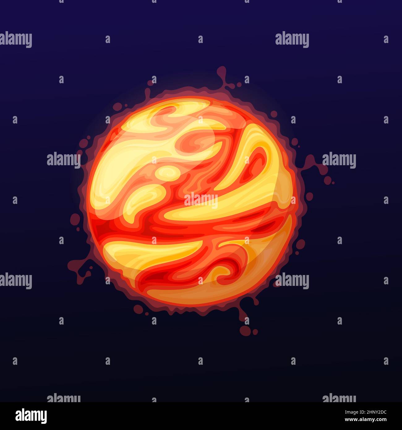 Galaxy space hot planet with lava and burning craters on surface ...