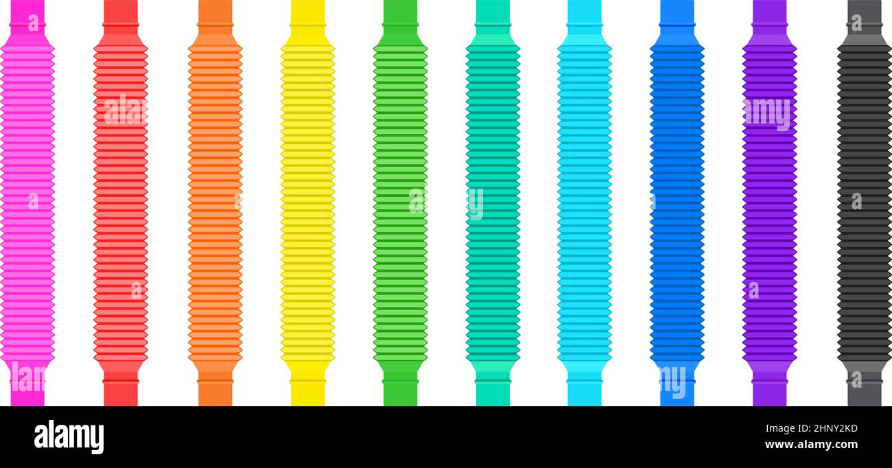 Corrugated flexible pop pipes, antistress children toy. Kids sensory ...