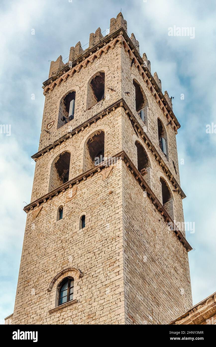 Ancient stone belltower of the Temple of Minerva, iconic landmark in ...