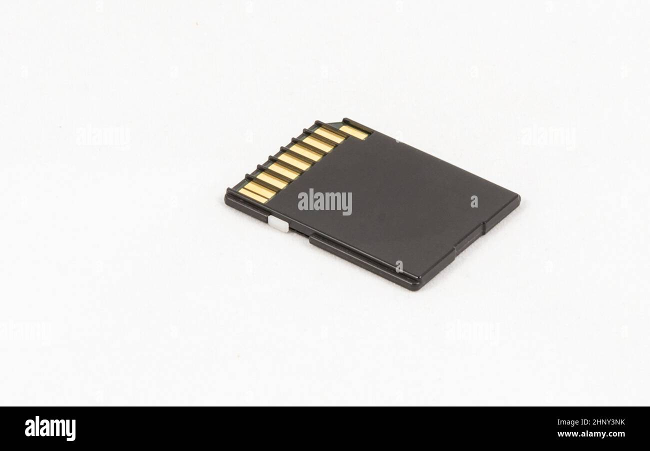 Black unbranded memory SD card, isolated on white background Stock ...