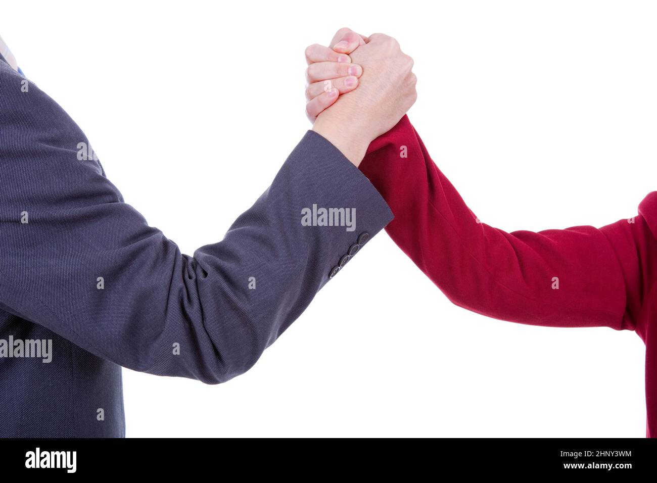 Connected hands isolated on white background Stock Photo - Alamy