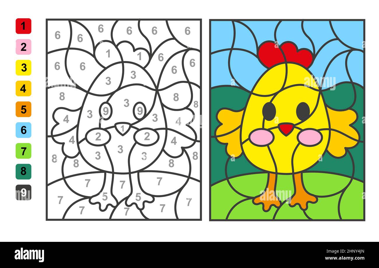 Color by numbers Easter egg hunt. Puzzle game for children education ...